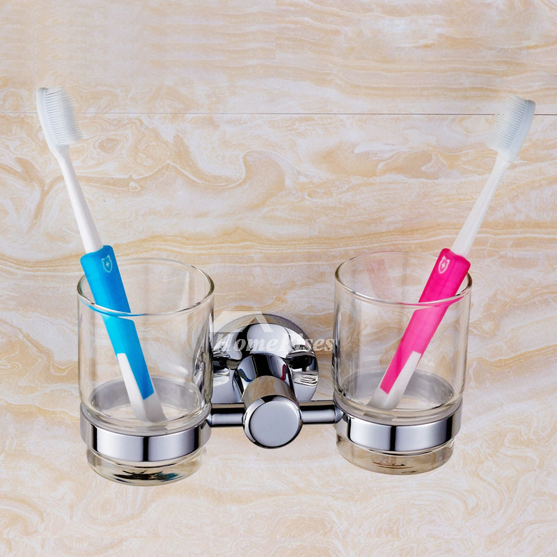 Chrome Silver modern Toothbrush Holder