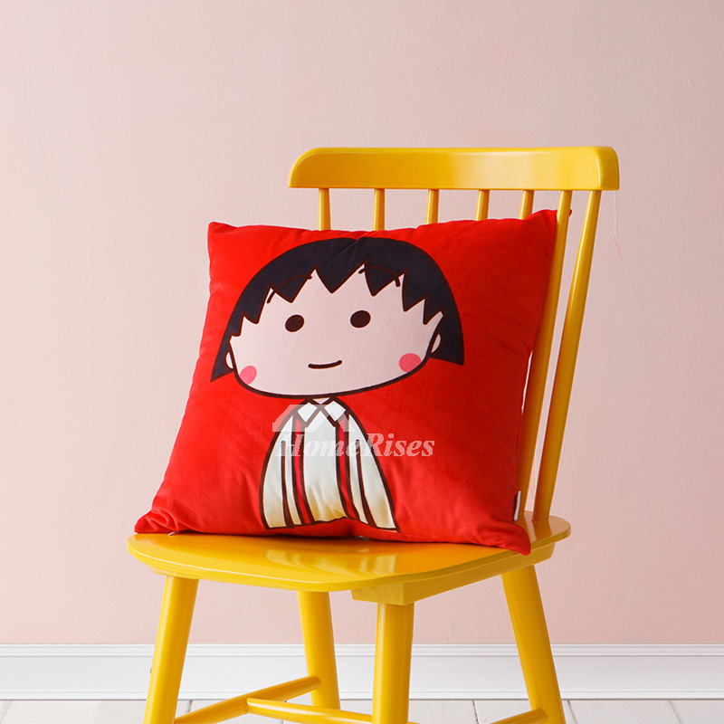 Cute Cartoon PP Cotton Red Square Throw Pillows