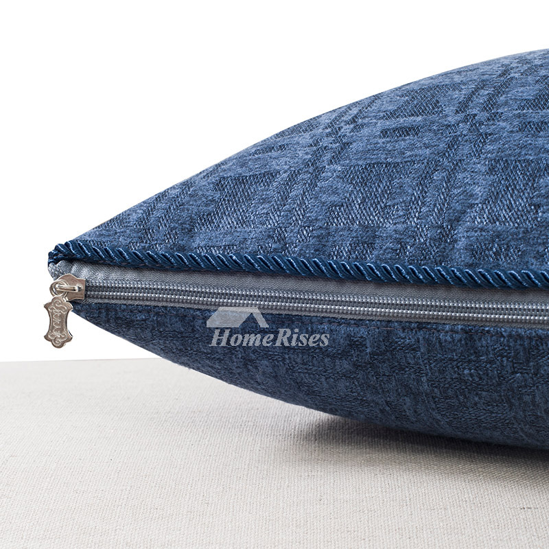 Solid Color Unique Linen Couch Blue Throw Pillows