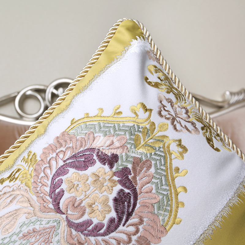 Embroidered Country Floral Best Gold Throw Pillow For Couch