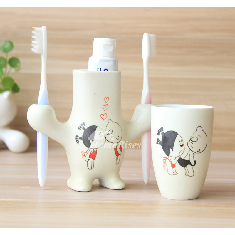 Cute Ceramic Free Standing Kids Toothbrush Holder