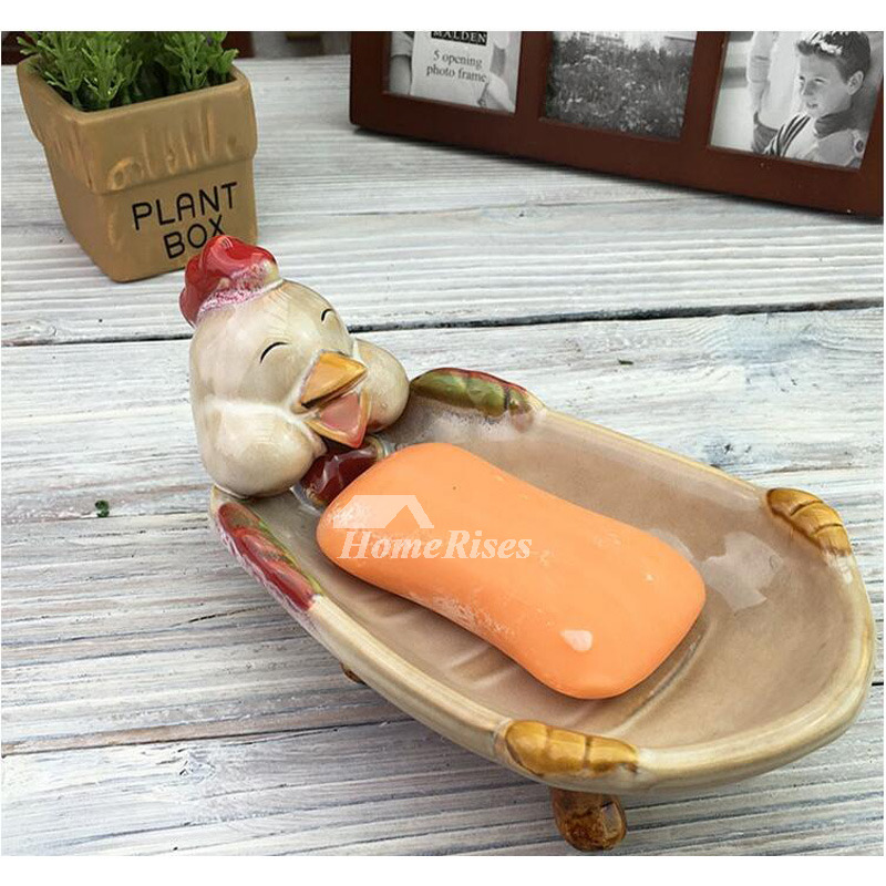 Chic Chicken Shaped Soap Dish Ceramic Free Standing