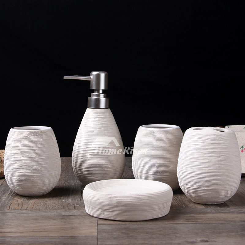 5-Piece Brushed Ceramic Bathroom Accessories Set