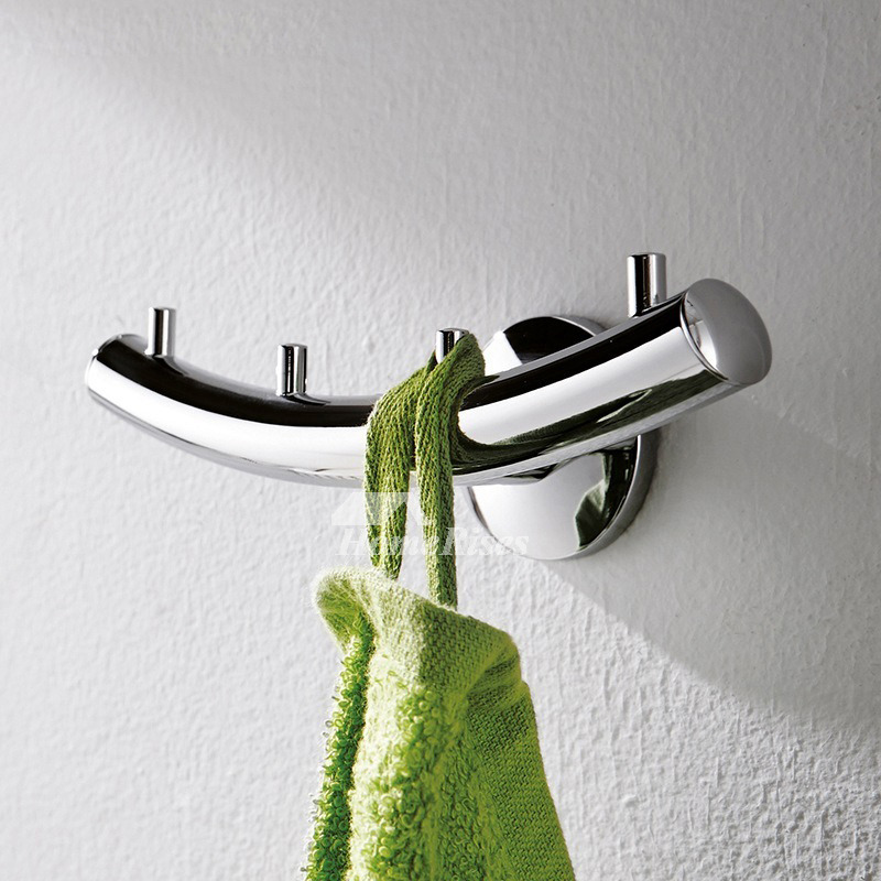 No Drill Brass Robe Hook Chrome Silver For Bathroom