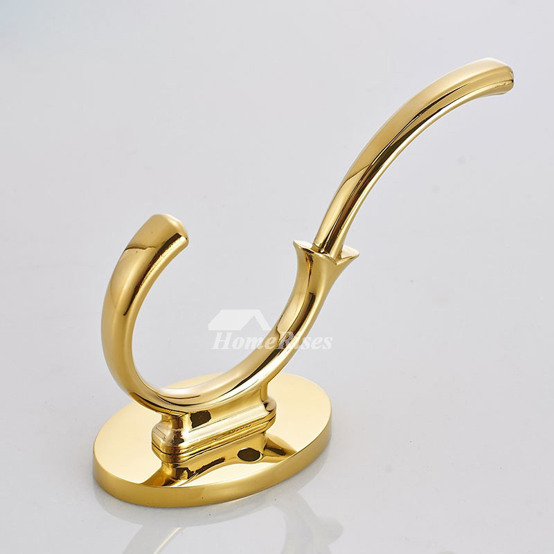 Luxury Aluminum Alloy Polished Single Robe Hook For Bathroom