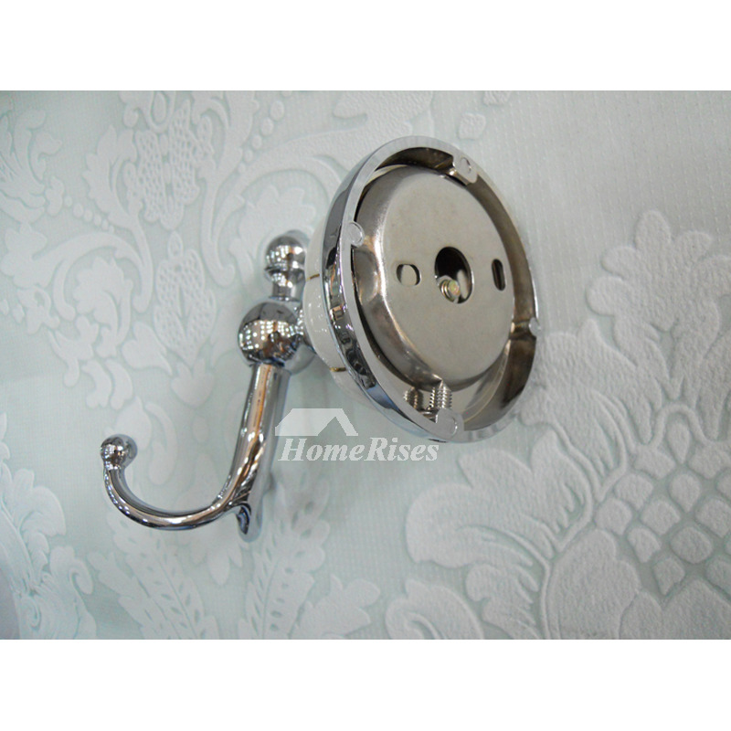 Ceramic Double Robe Hook Chrome Wall Mount Bathroom