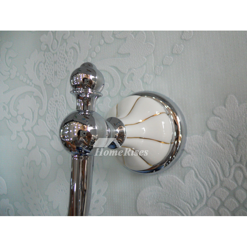Ceramic Double Robe Hook Chrome Wall Mount Bathroom