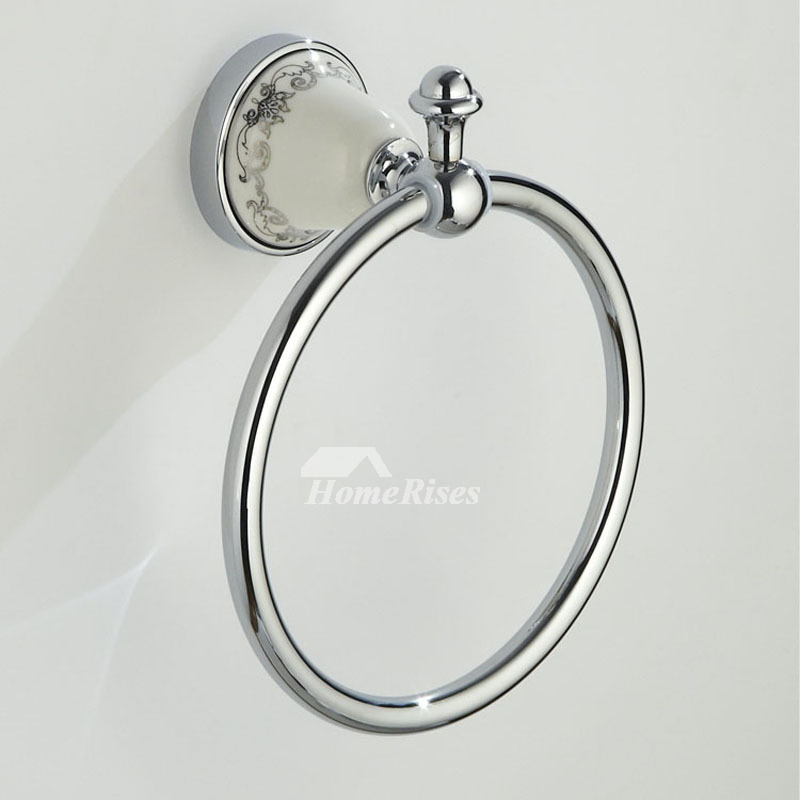 Porcelain Towel Ring Round Shaped Brass Bathroom
