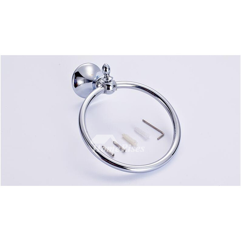 Chrome Towel Ring Silver Round Shaped Bathroom