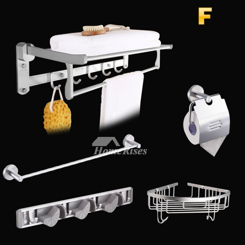 Solid 5-Piece Aluminum Wall Mount Bathroom Accessory Set