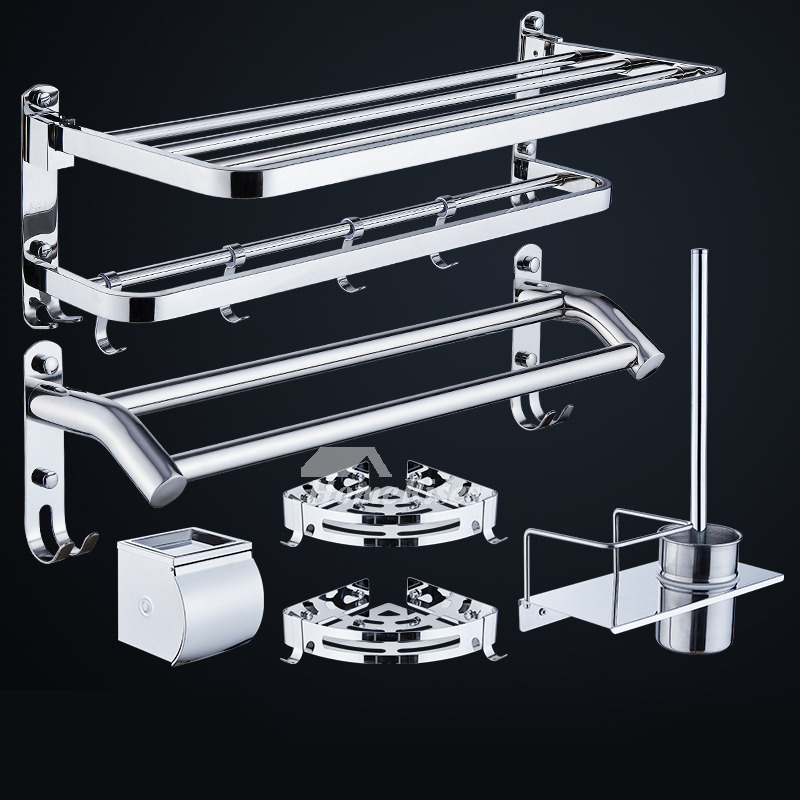 Bathroom Hardware Sets Chrome Stainless Steel No Drill/Wall Mount