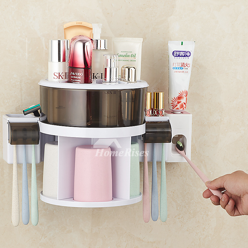 Brown Toothbrush Holder Suction Cup ABS Fiber PC