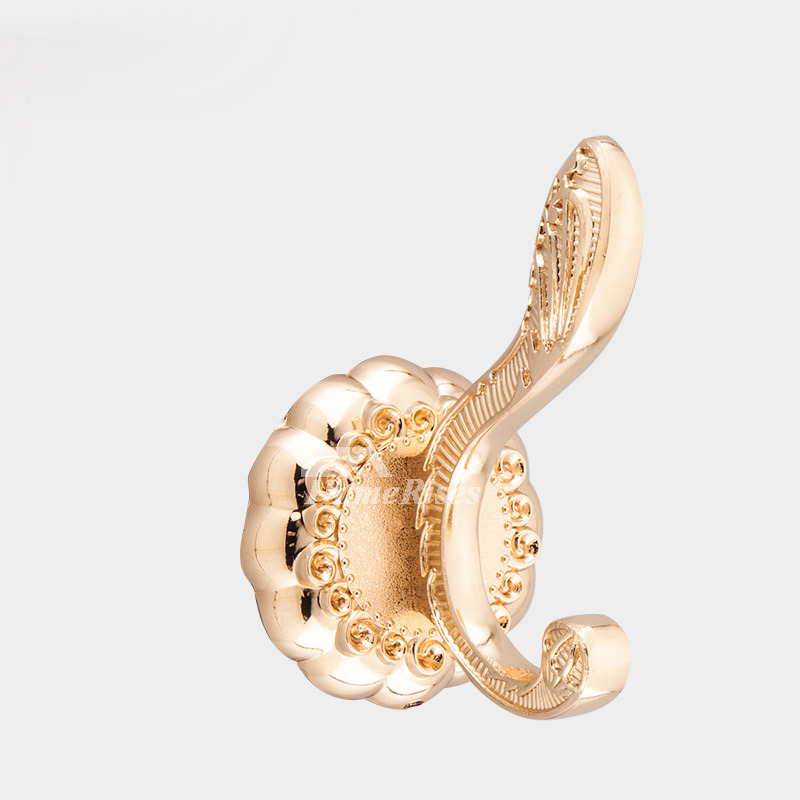 Modern Zinc Alloy Carved Bathrobe Hook No Drill