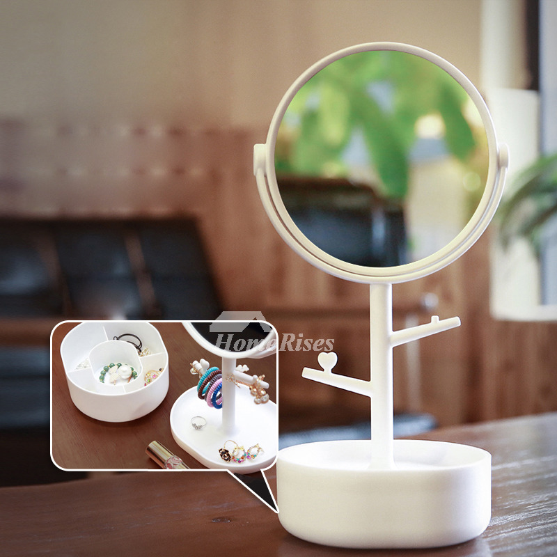 Makeup Stand With Mirror Modern Magnifying 3X White Pink