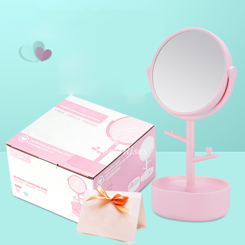 Makeup Stand With Mirror Modern Magnifying 3X White Pink