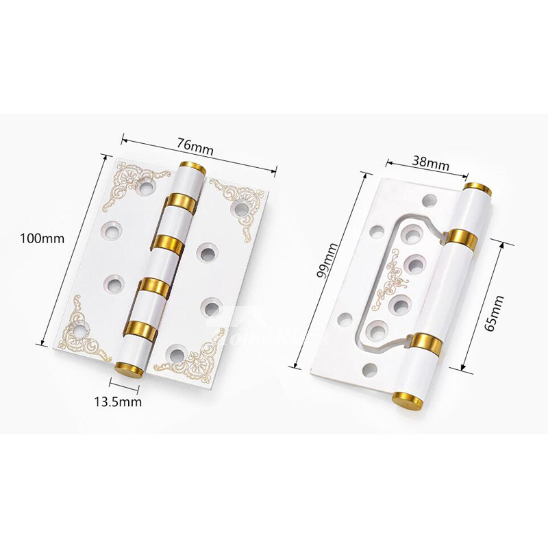 Modern White Door Hinges Stainless Steel No Slot 2 Pcs Carved