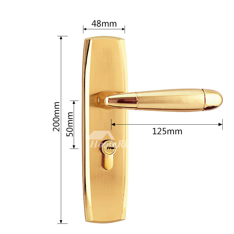 Commercial Door Locks Gold Zinc Alloy Luxury Polished Brass
