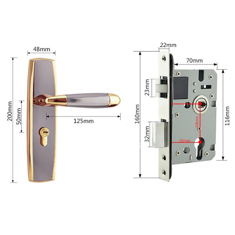 Commercial Door Locks Gold Zinc Alloy Luxury Polished Brass