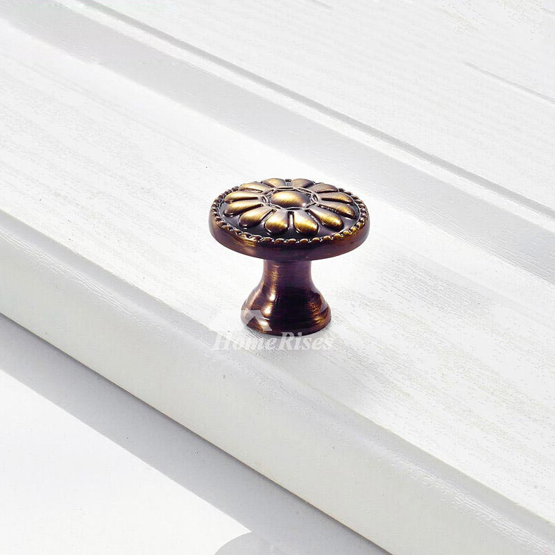Small Drawer Knobs Oil-Rubbed Bronze Carved Zinc Alloy Bedroom