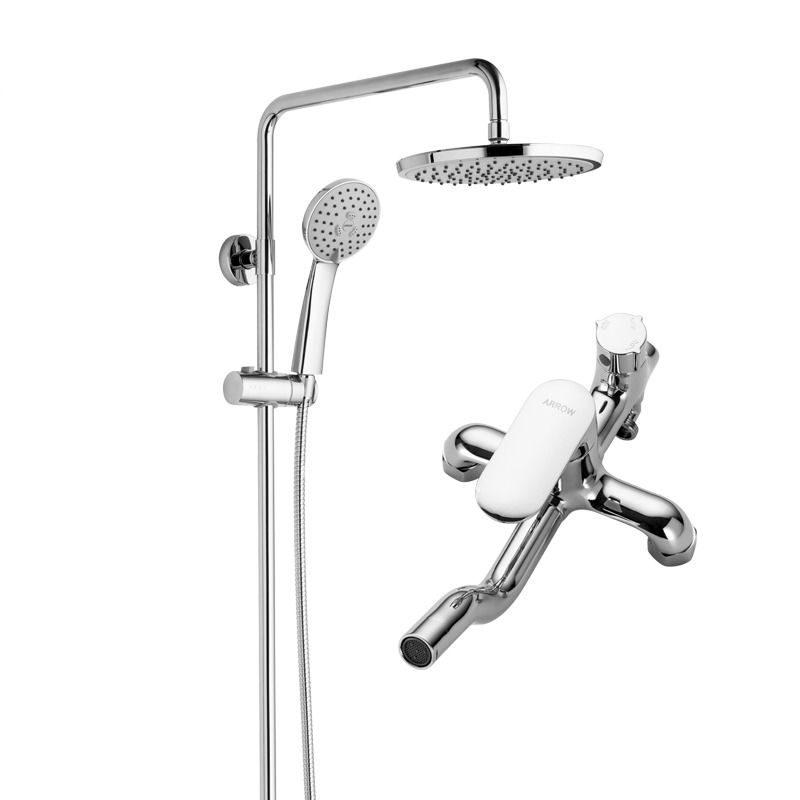 Modern Shower Faucets Silver Chrome Brass Wall Mount Single Handle