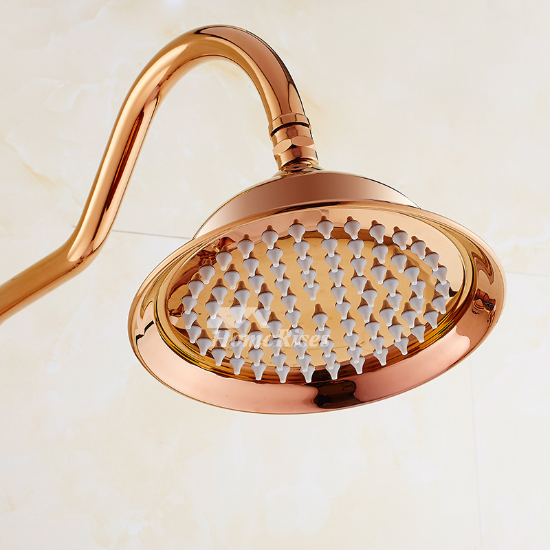 Designer Rose Gold Wall Mount Luxury Shower Systems Bathroom