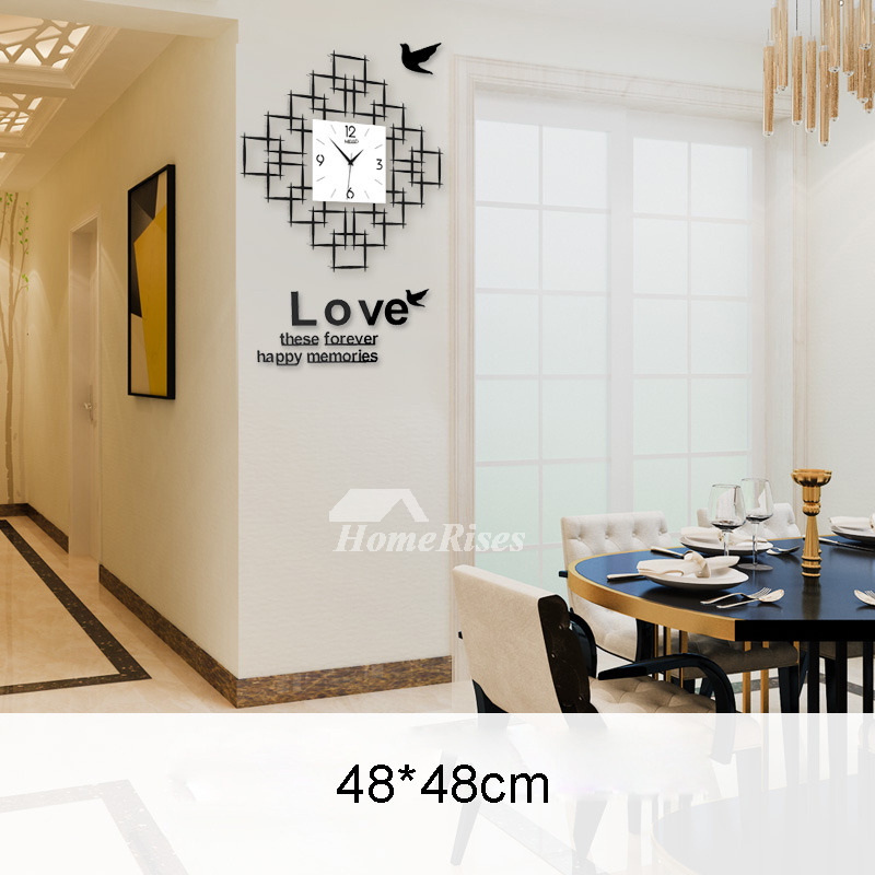 Silent Wall Clock Square Decorative Hanging Acrylic Outdoor Modern