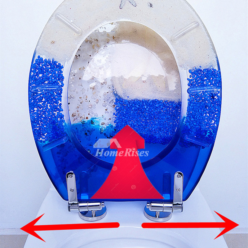 Blue Fancy Luxury Decorative Resin Elongated Slow Close Toilet Seat