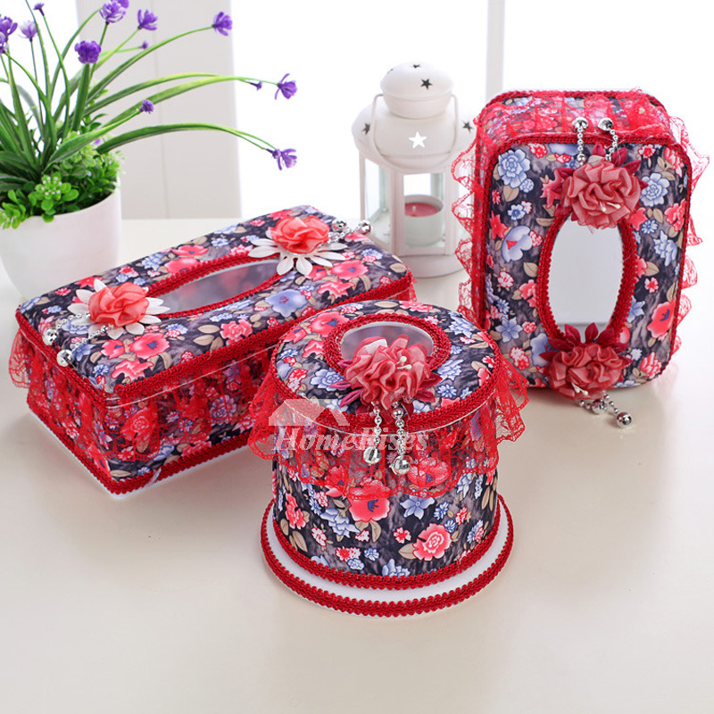 Decorative Tissue Box Cover Set Fabric Plastic Car Rectangular Modern