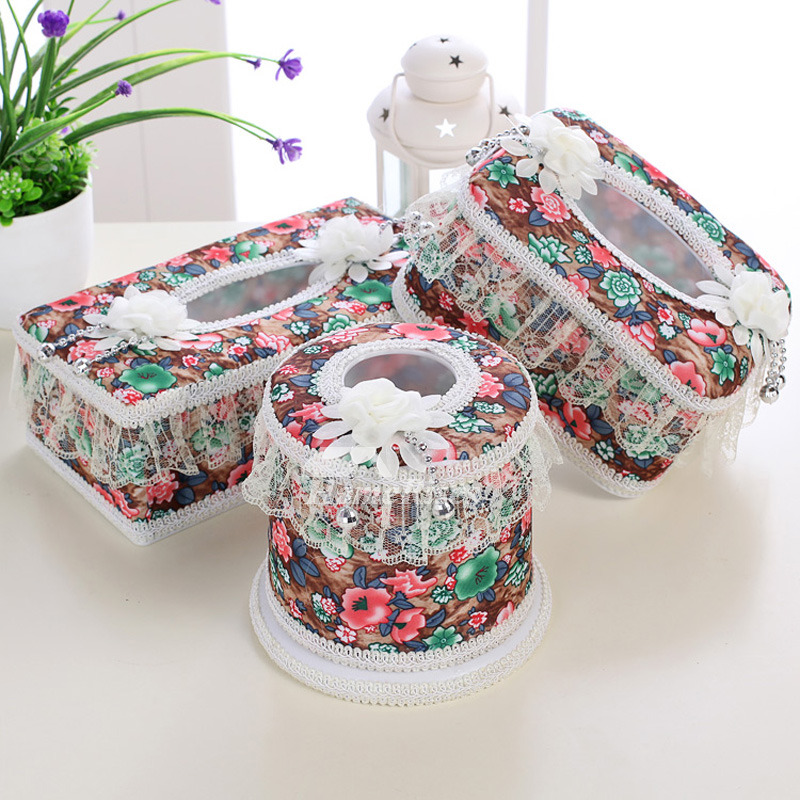 Tissue Box Set Plastic Fabric Rectangular Decorative Modern Cover