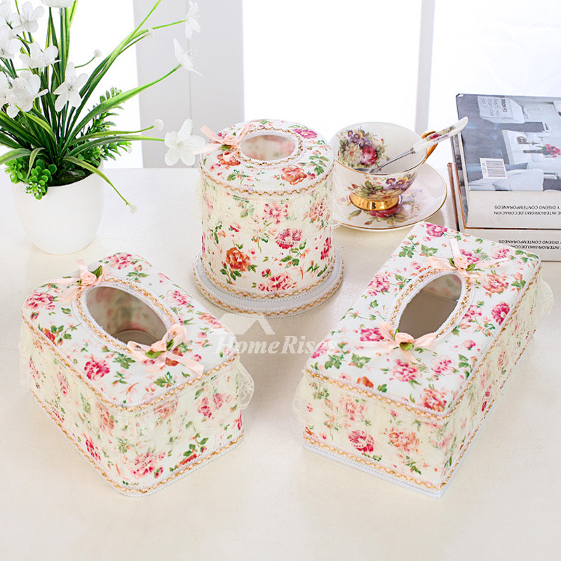Tissue Box Set Plastic Fabric Rectangular Decorative Modern Cover