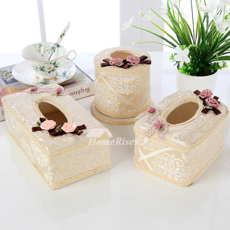 Tissue Box Set Plastic Fabric Rectangular Decorative Modern Cover
