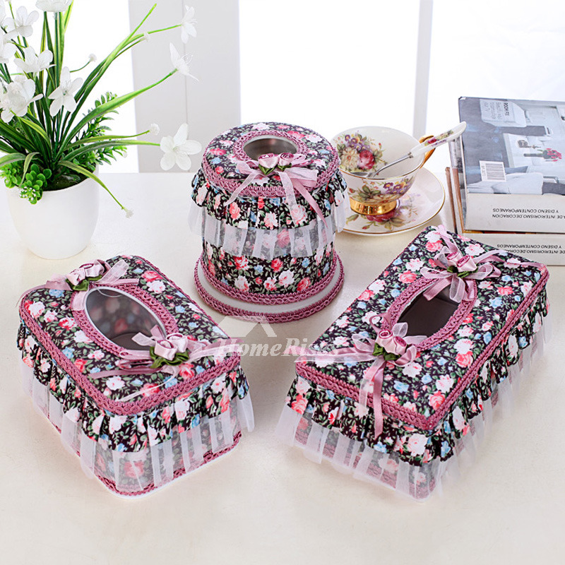 Small Tissue Box Set Fabric Plastic Decorative Rectangular Modern