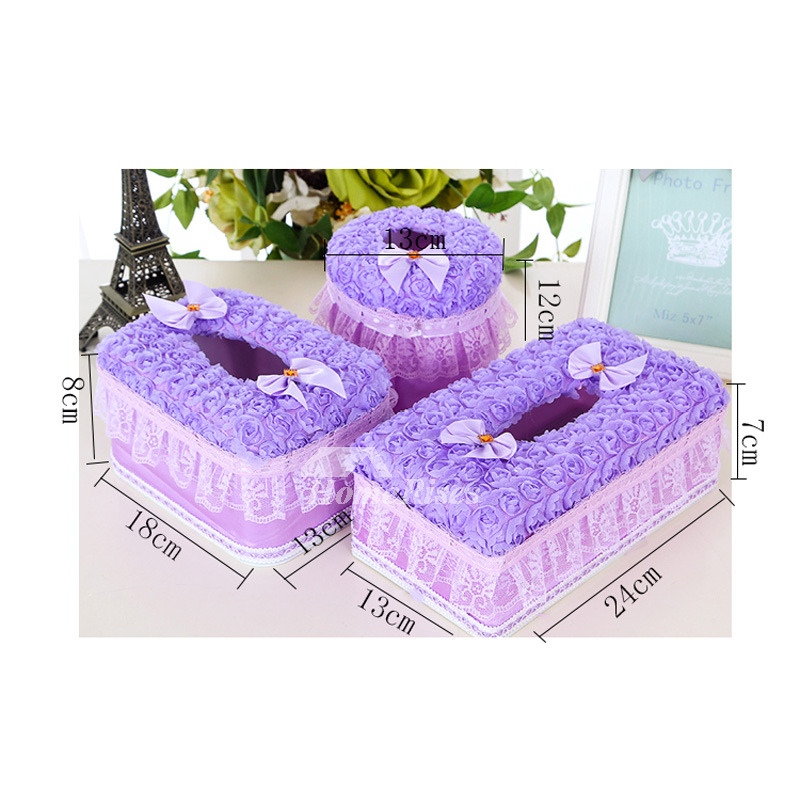 Small Tissue Box Set Fabric Plastic Decorative Rectangular Modern