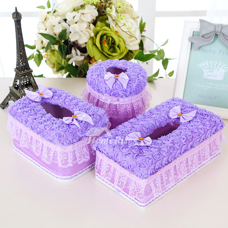 Empty Tissue Box Set Plastic Fabric 3-Piece Decorative Bedroom Modern