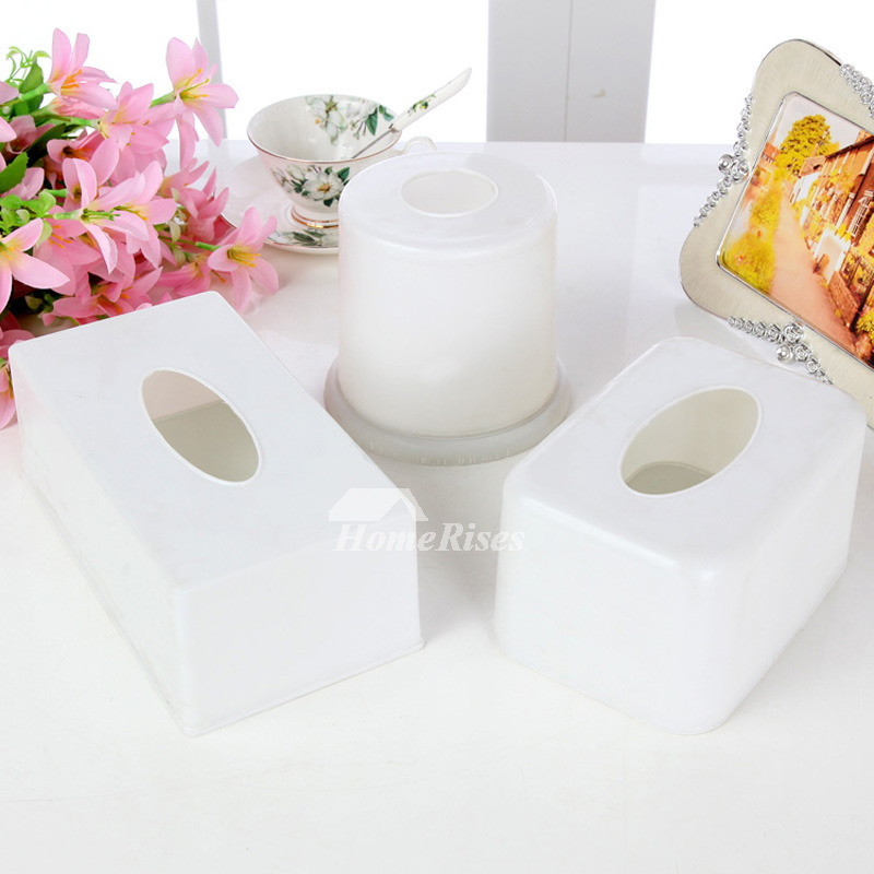 Facial Tissue Box 3-Piece Plastic Fabric Decorative Living Room Car