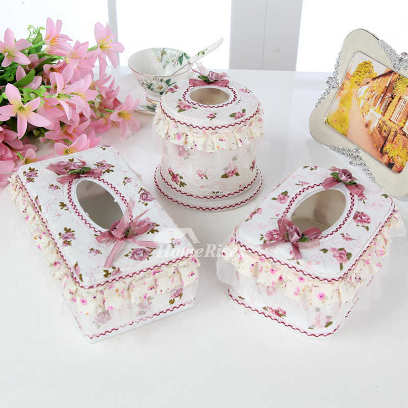 Facial Tissue Box 3-Piece Plastic Fabric Decorative Living Room Car