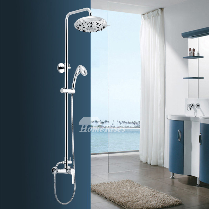 Modern Smooth Chrome Wall Mount Silver Brass Shower Fixtures