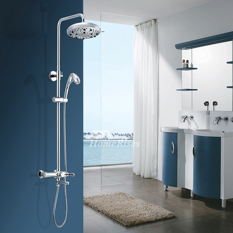 Modern Silver Chrome Shower Faucet Brass Designer Wall Mount