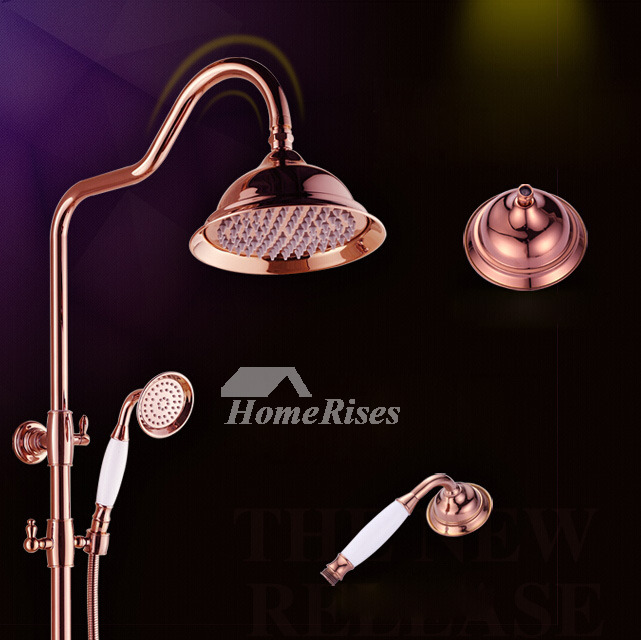 Luxury Rose Gold Wall Mount Brass Shower Fixtures Filtering Design