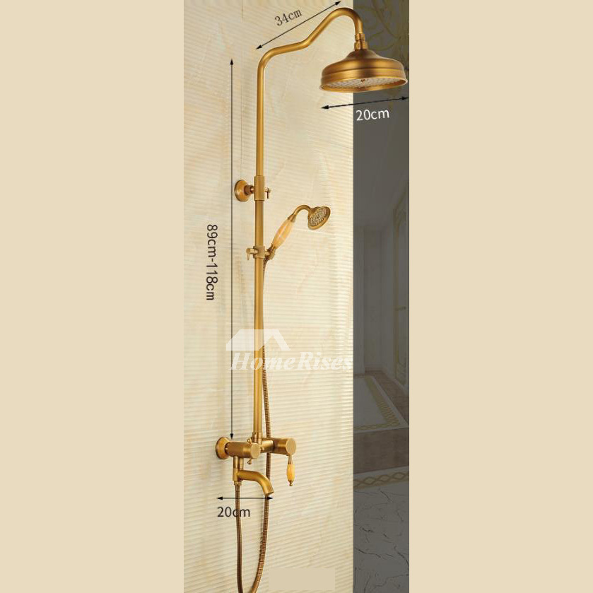 Vintage Antique Brass Wall Mount Shower Faucet Single Handle Rustic