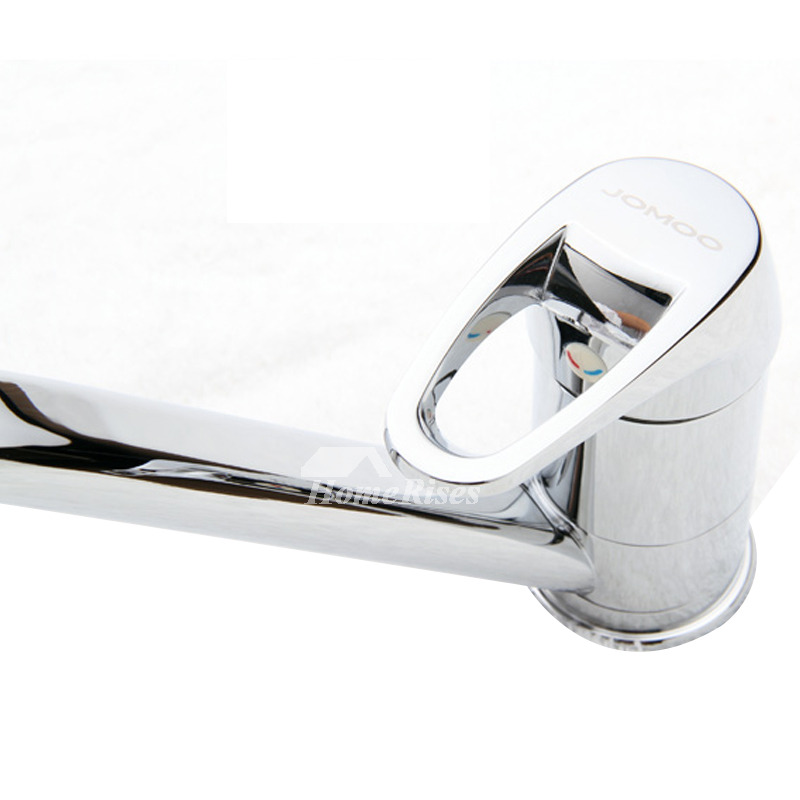 Silver Kitchen Faucet Centerset Rotatable Chrome Brass Single Handle