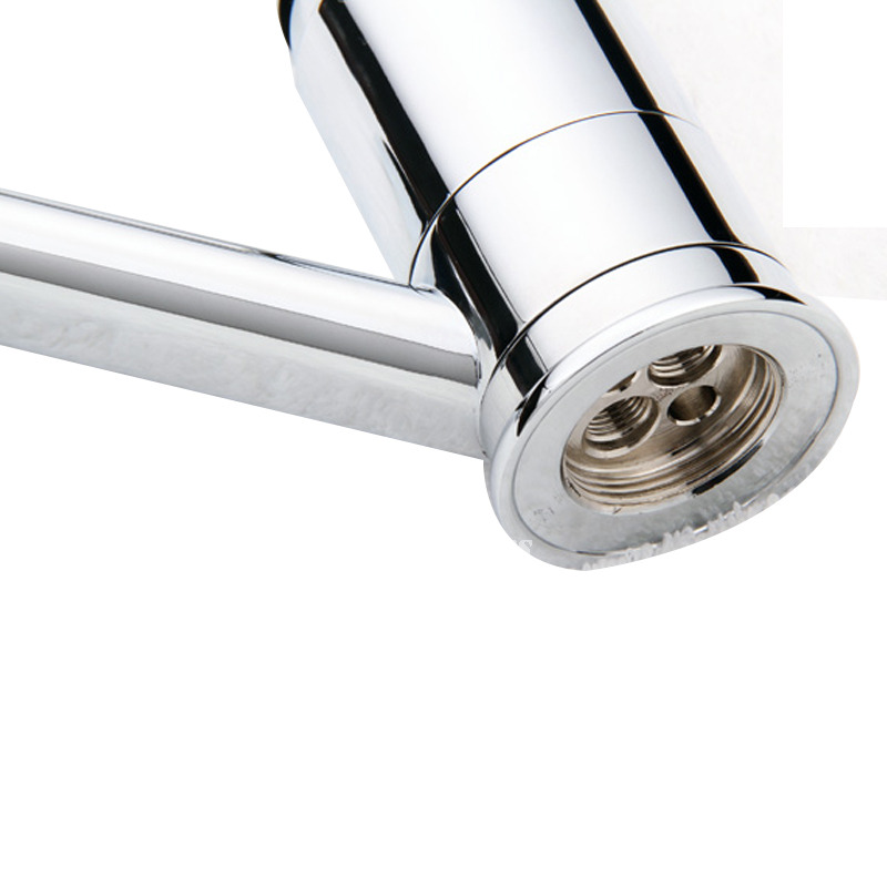 Silver Kitchen Faucet Centerset Rotatable Chrome Brass Single Handle