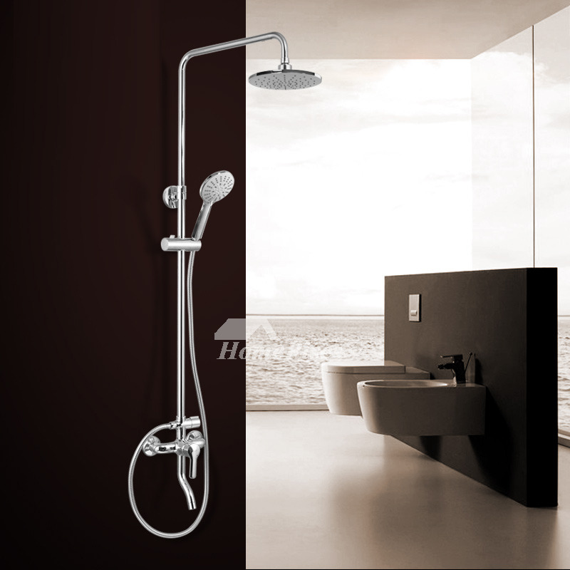 Exposed Shower System Wall Mount Filtering 3 Hole Single Handle Silver