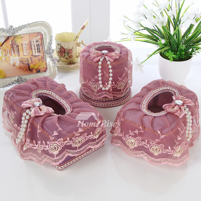 Romantic Lace Plastic Tissue Box Holder Decorative Rectangular Modern