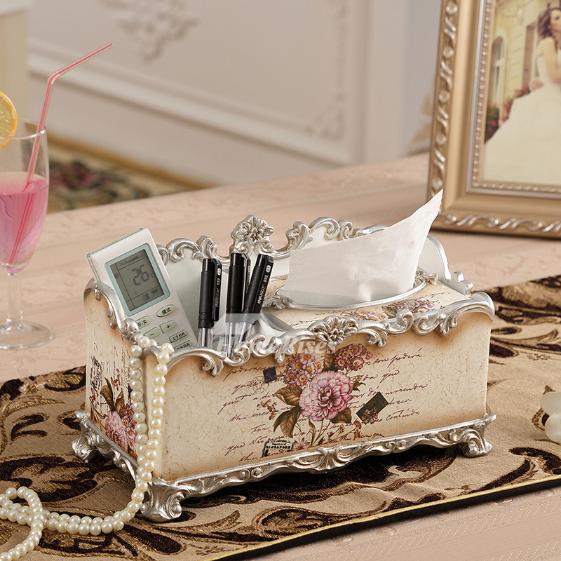 Rustic Tissue Box Cover Resin Modern Rectangular Decorative Modern