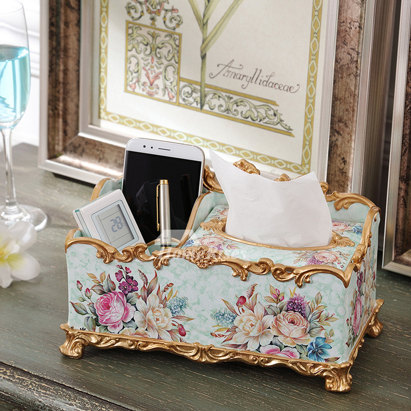 Rustic Tissue Box Cover Resin Modern Rectangular Decorative Modern