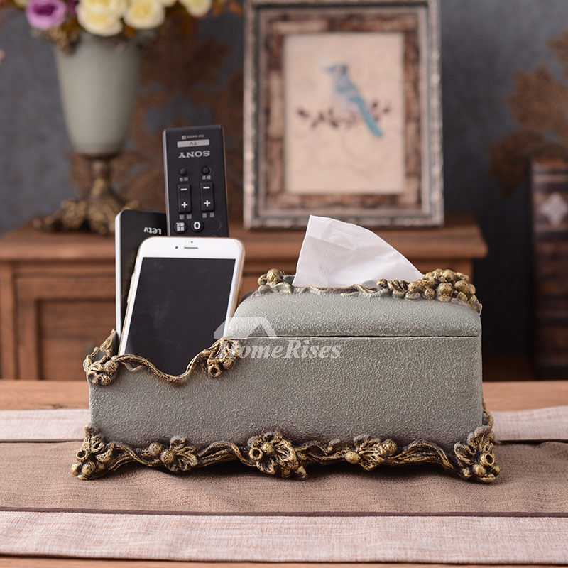 Rustic Resin Blue/Grey Vintage Tissue Box Cover Decorative For Car