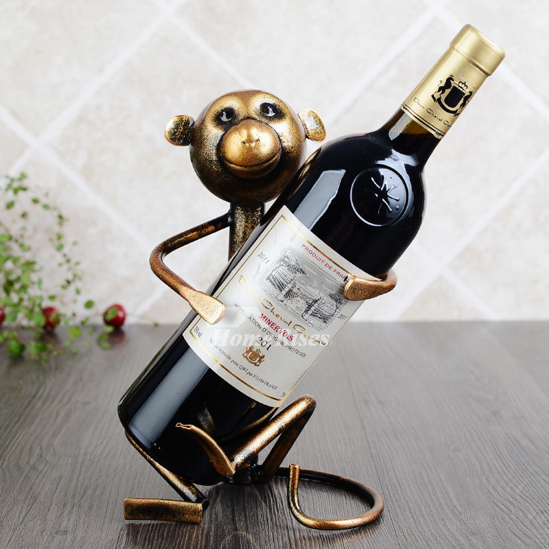 Small Wine Holder Decorative Monkey Designer Metal Iron Free Stand