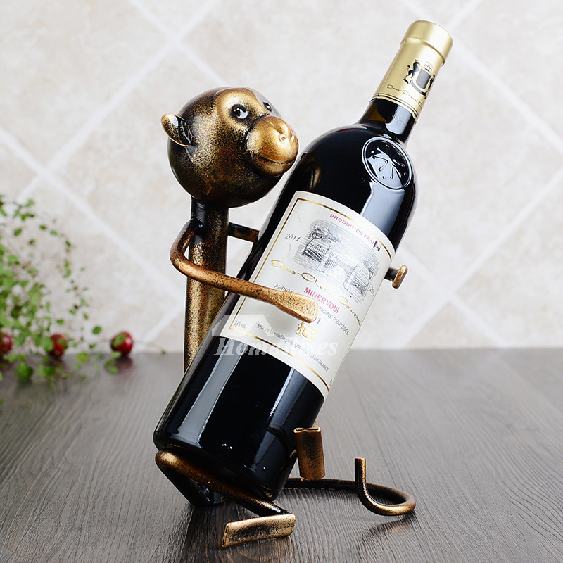 Small Wine Holder Decorative Monkey Designer Metal Iron Free Stand