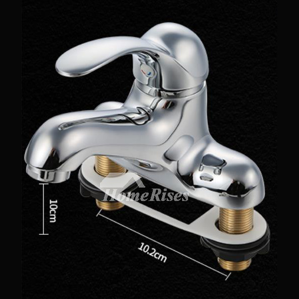 Silver Bathroom Faucets Chrome Brass Centerset Single Handle